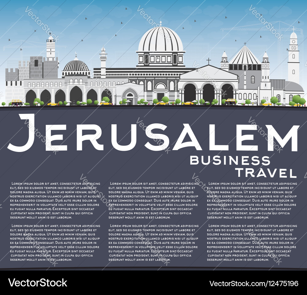 Jerusalem skyline with gray buildings Royalty Free Vector