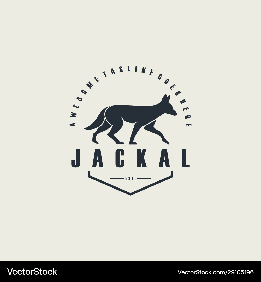 Logo golden jackal walking emblem Royalty Free Vector Image