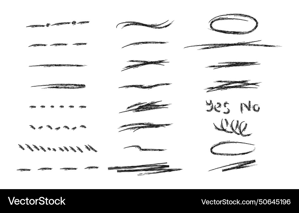 Marker pen underline and strikethrough strokes Vector Image