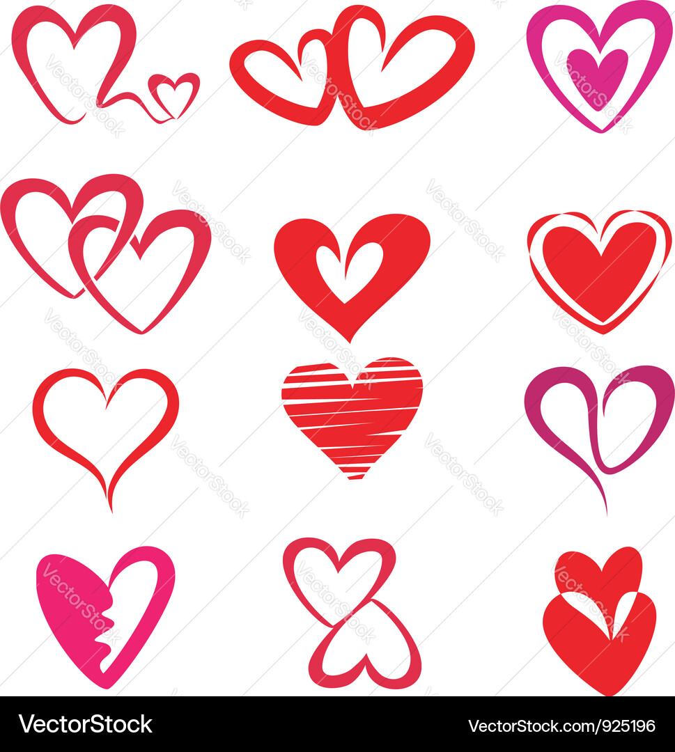 Stylized hearts collection Royalty Free Vector Image