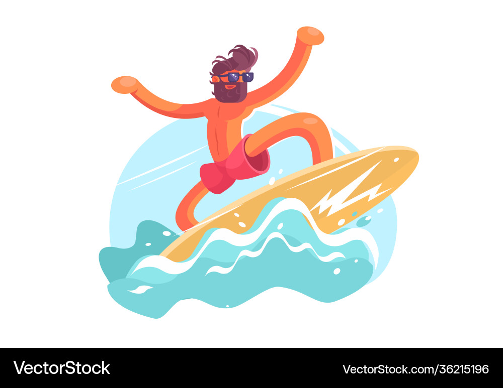 Surfer guy on wave Royalty Free Vector Image - VectorStock