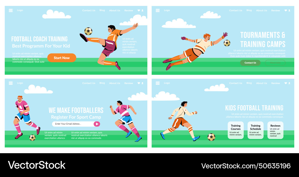 Web banner set with football training offers Vector Image