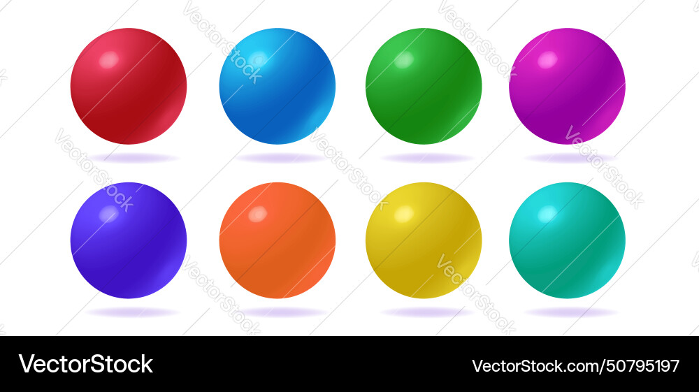 Ball 3d sphere icon blue red color set round Vector Image