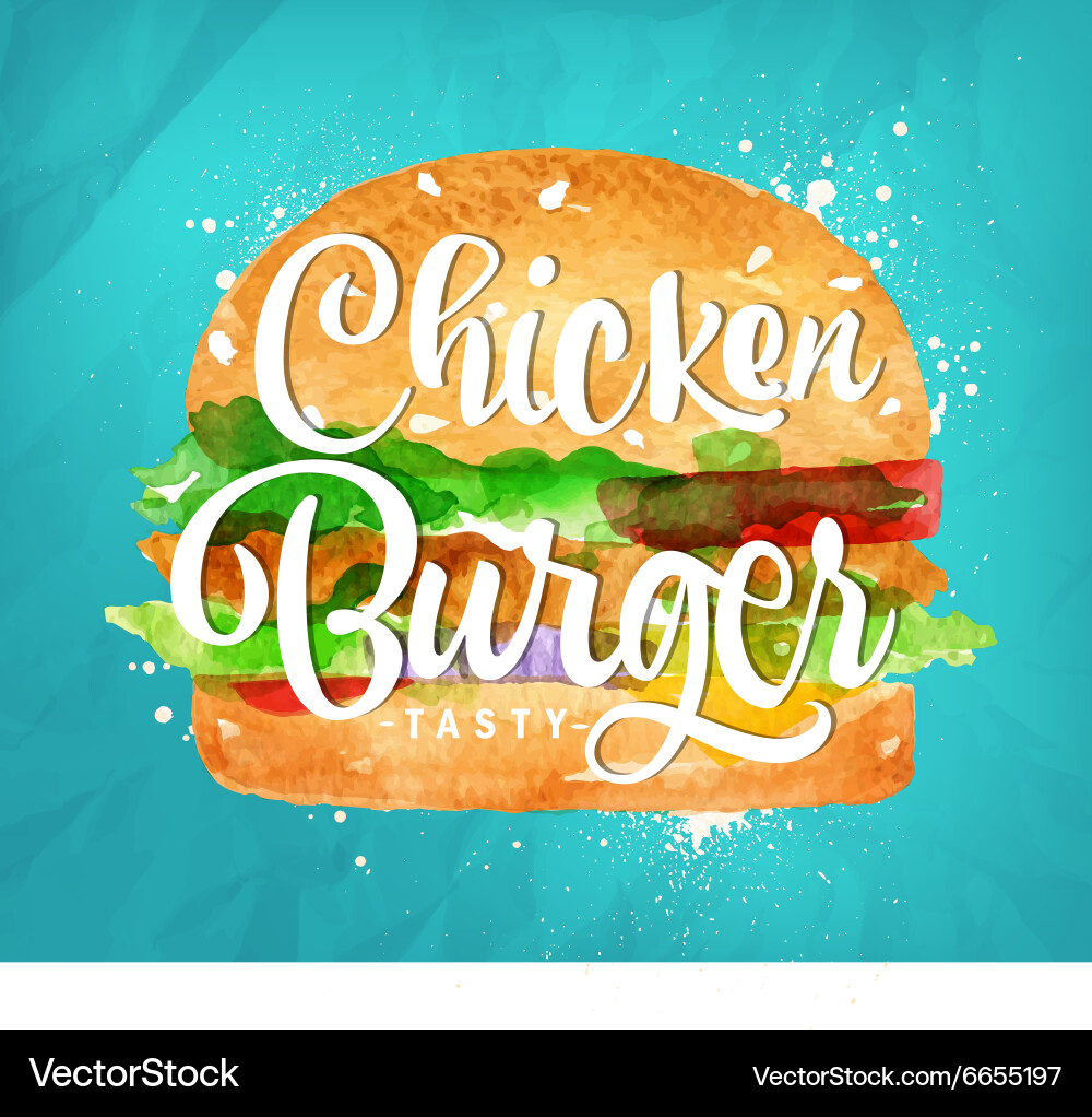 Chicken burger color Royalty Free Vector Image