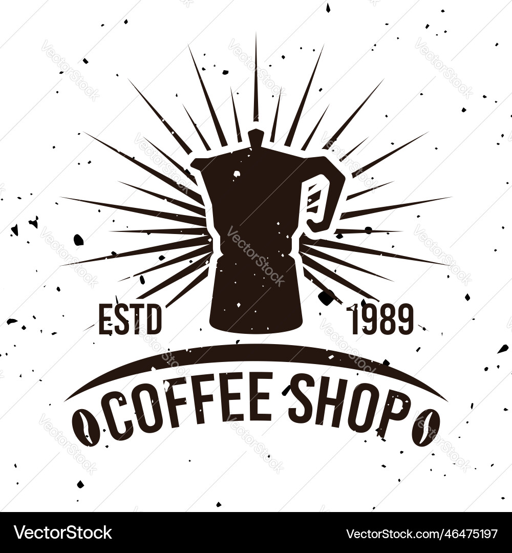 Coffee pot emblem badge label sticker Royalty Free Vector