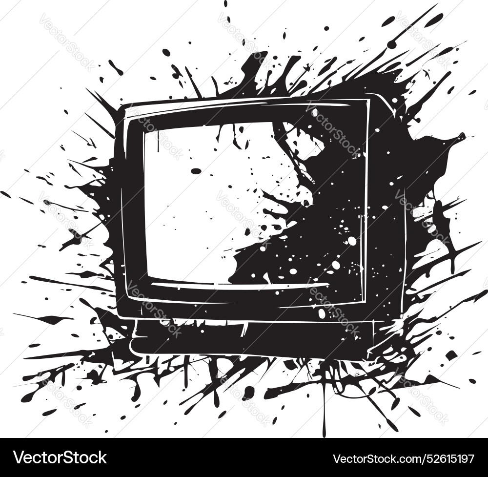 Cracked console black element of shattered tv Vector Image