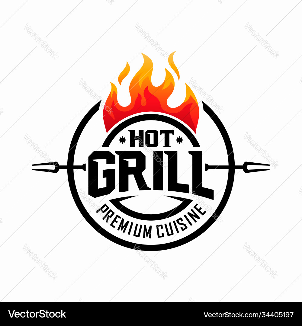 Hot grill logo design template Royalty Free Vector Image