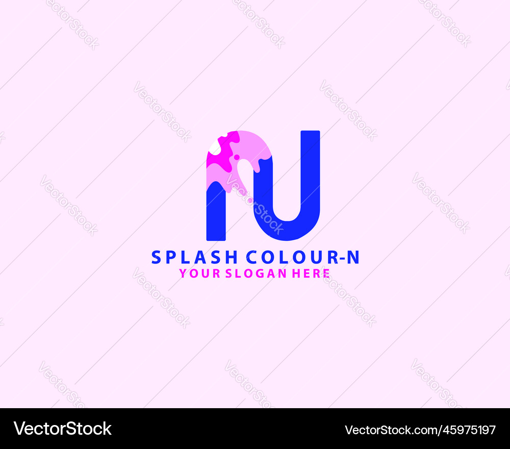 Letter n splash initial logo Royalty Free Vector Image