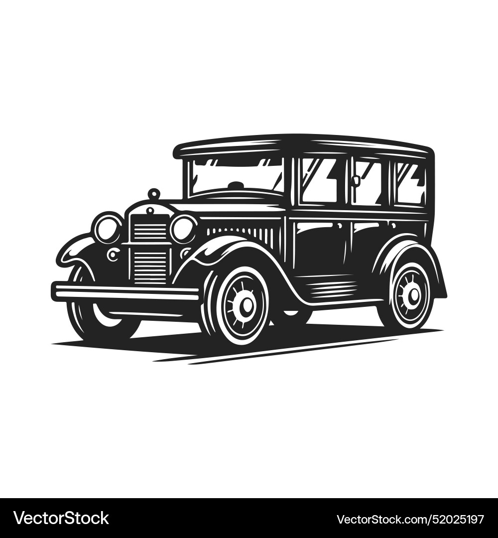 Old jeep silhouette black and white Royalty Free Vector