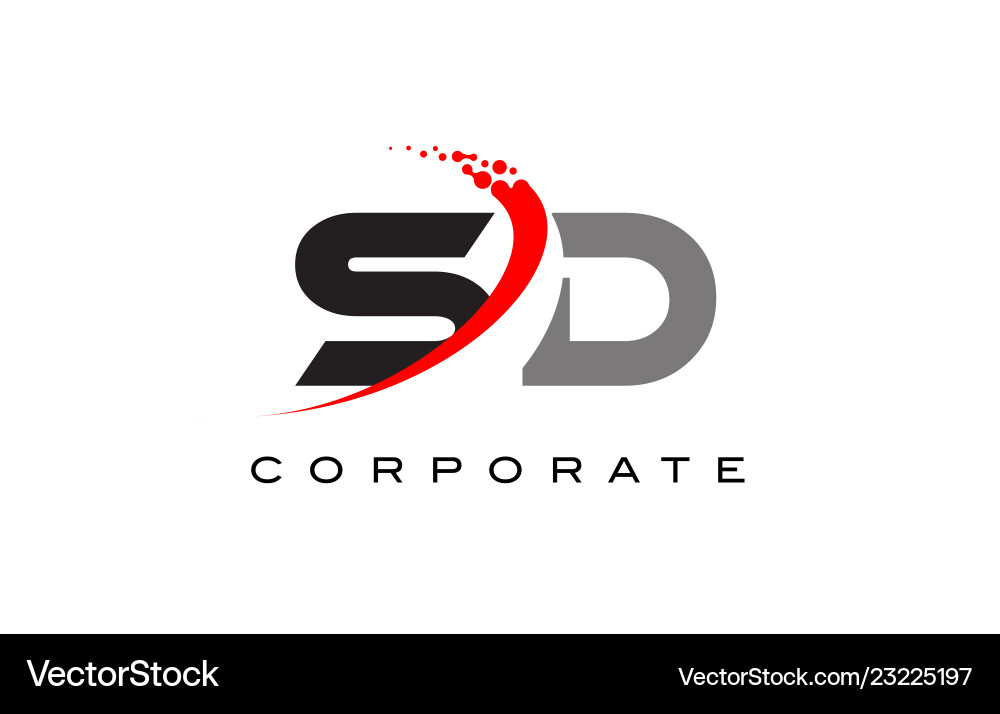 Sd modern letter logo design with swoosh Vector Image
