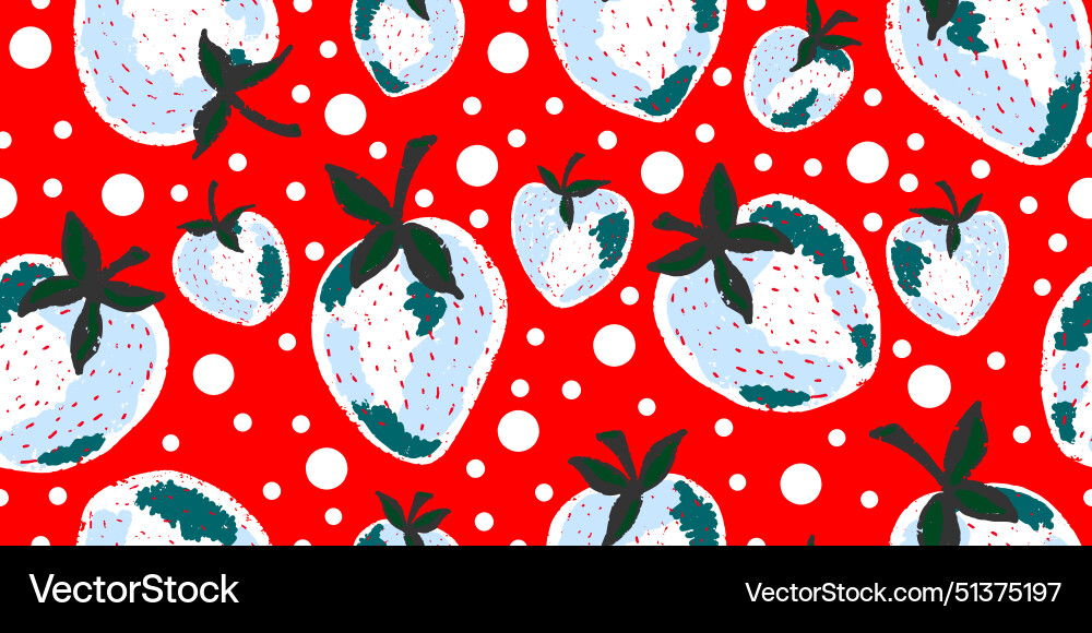 Texture of strawberries berry pattern cartoon Vector Image