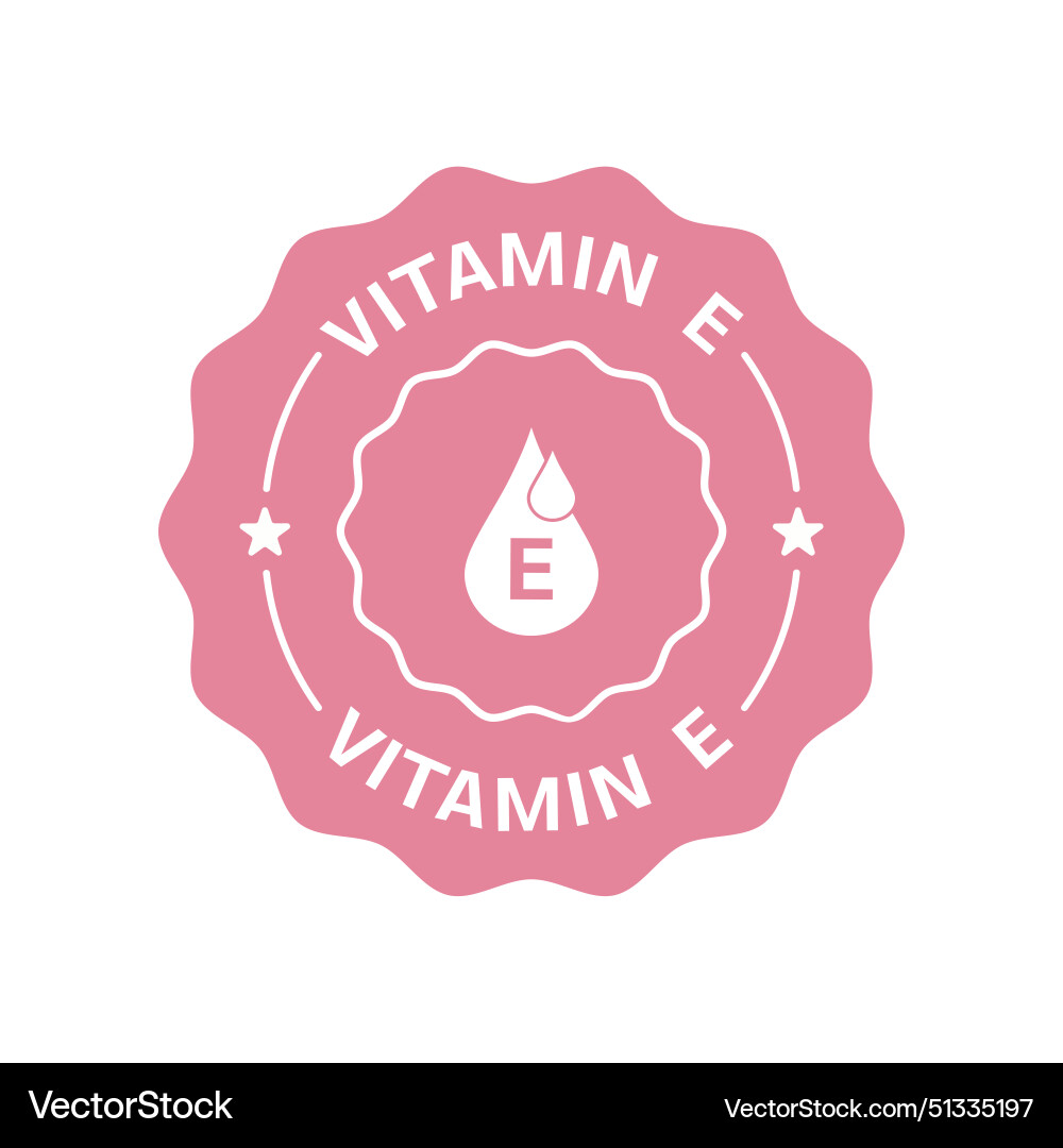 Vitamin e label in pink badge design Royalty Free Vector