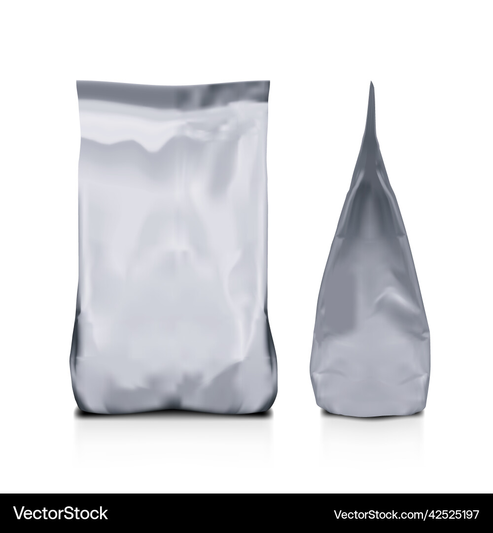 White plastic package front and side view Vector Image