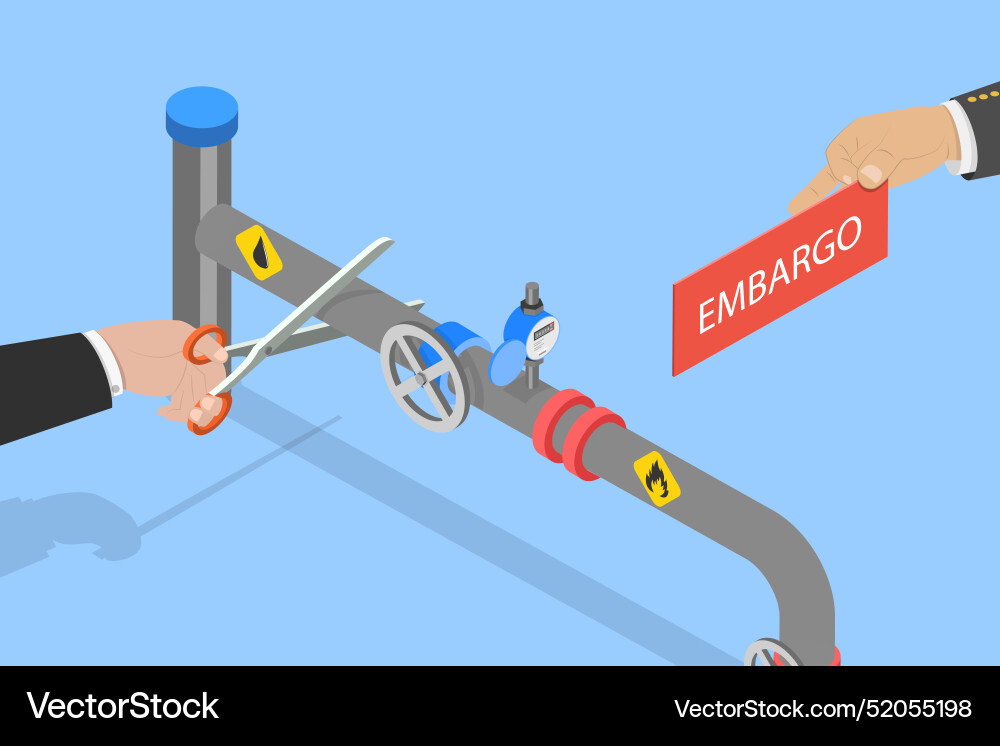 3d isometric flat of embargo Royalty Free Vector Image