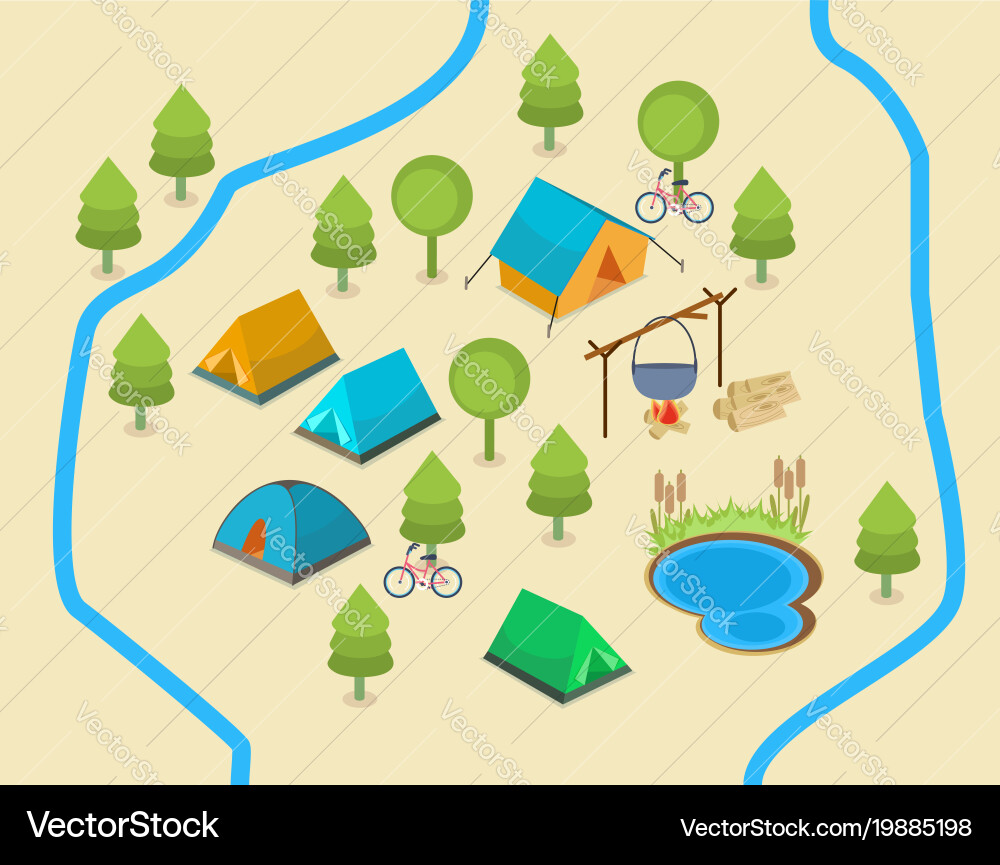 A map of campsite Royalty Free Vector Image - VectorStock