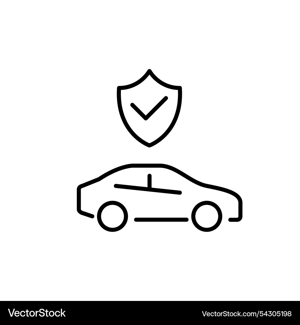 Car and shield with checkmark driving safely Vector Image