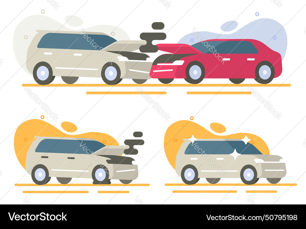 Car crash accident two auto vehicles collision Vector Image