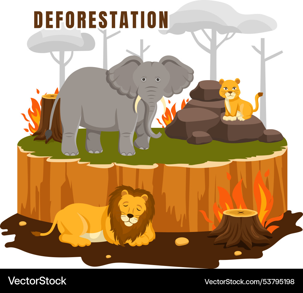 Deforestation featuring a felled forest Royalty Free Vector