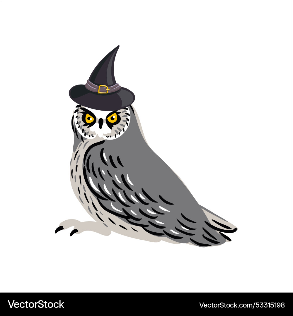 Drawing birdsgreat horned owl Royalty Free Vector Image