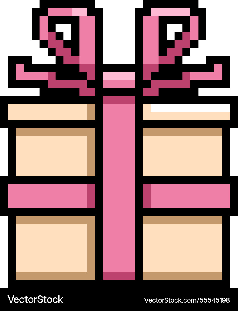 Giftbox isolated pixel art icon Royalty Free Vector Image