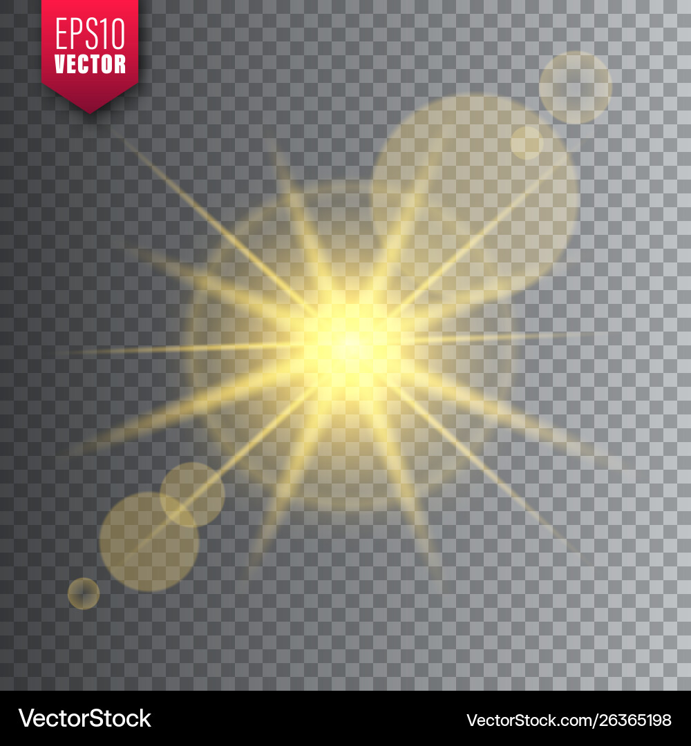Glowing light on transparent background lens Vector Image