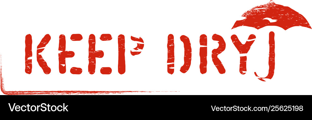 Inky red keep dry box sign isolated for logistics Vector Image