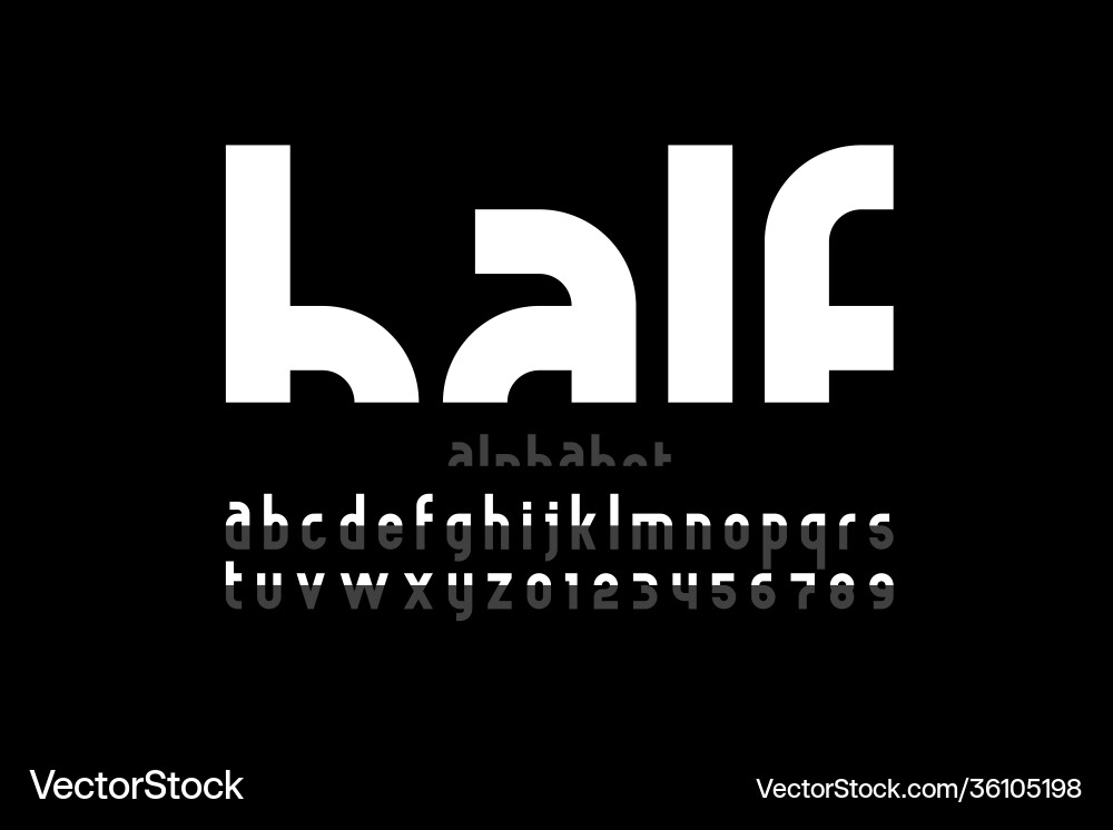 Modern font design half Royalty Free Vector Image
