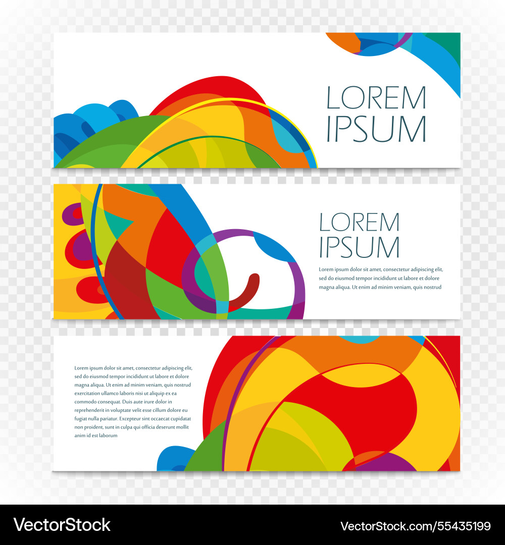 Abstract colorful banners set on transparent Vector Image