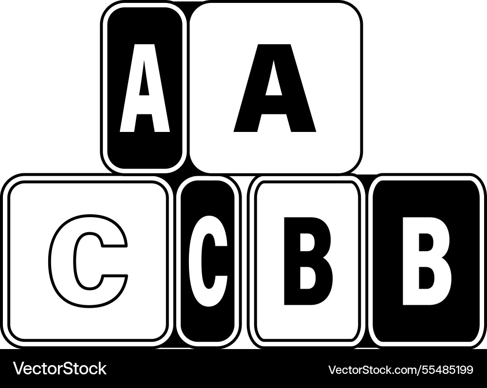Black-and-white abc building blocks Royalty Free Vector