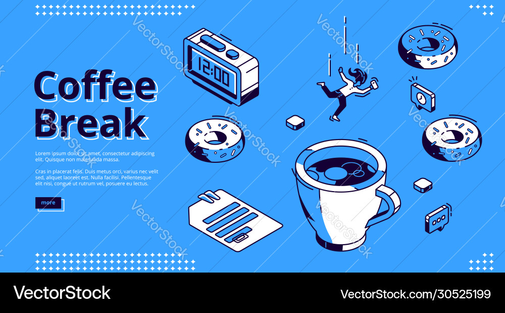 Coffee break isometric landing page breakfast Vector Image