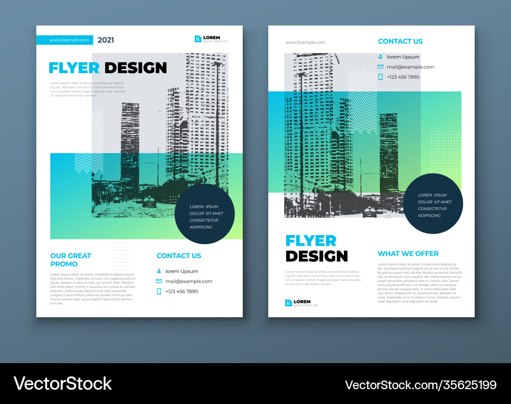 Flyer template layout design green and teal Vector Image