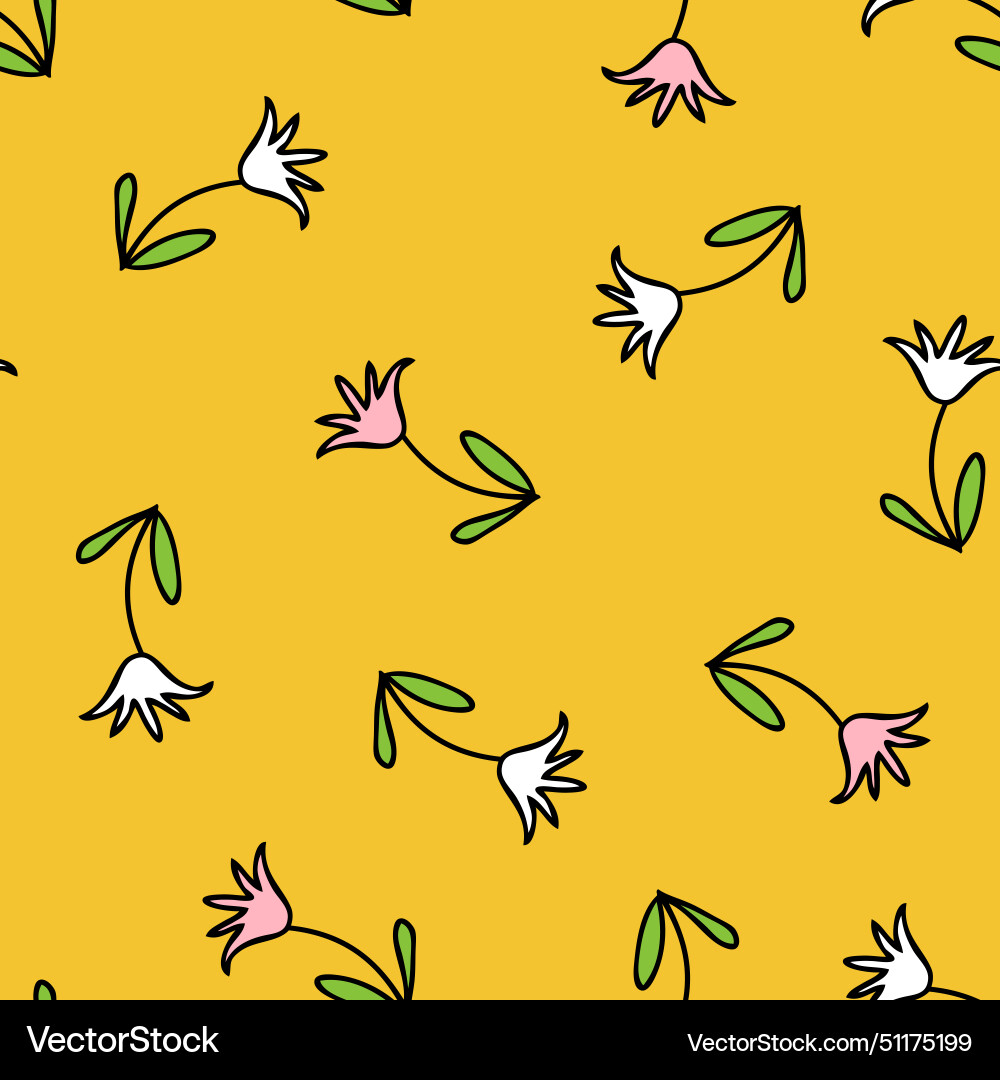 Hand drawn tulip flower simple doodle seamless Vector Image