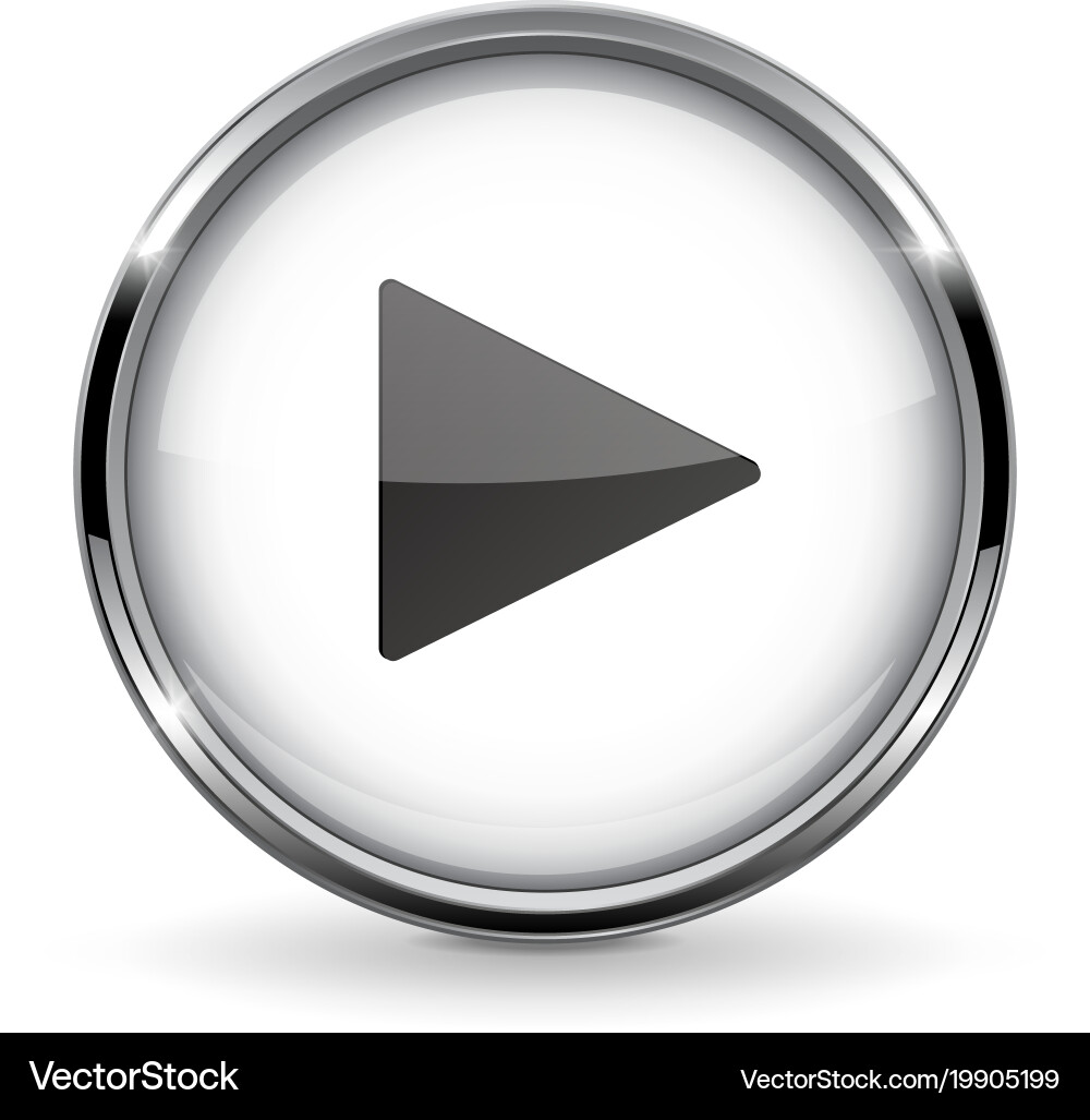Metallic Play Button - 3D Chrome Icon Royalty Free Vector