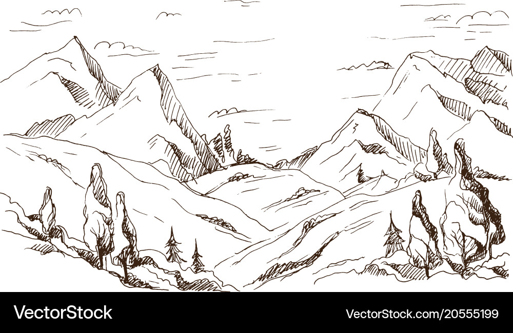 Rural landscape Royalty Free Vector Image - VectorStock