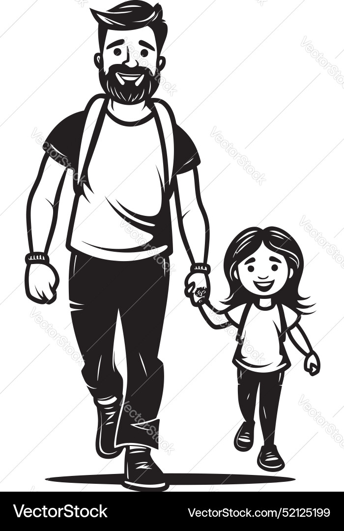 Smiling father happy daughter design daddys Vector Image