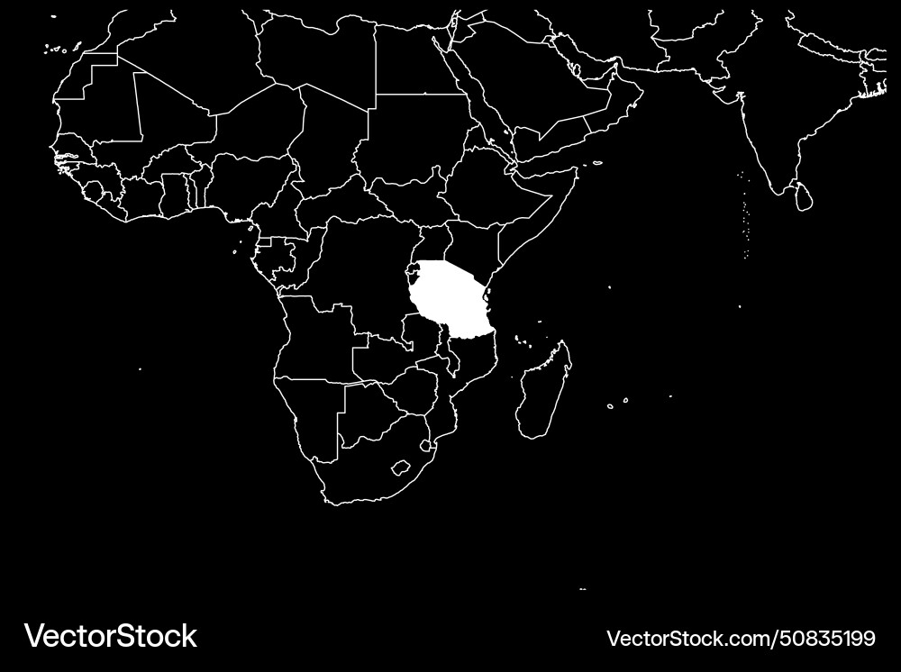 Tanzania map america black background Royalty Free Vector