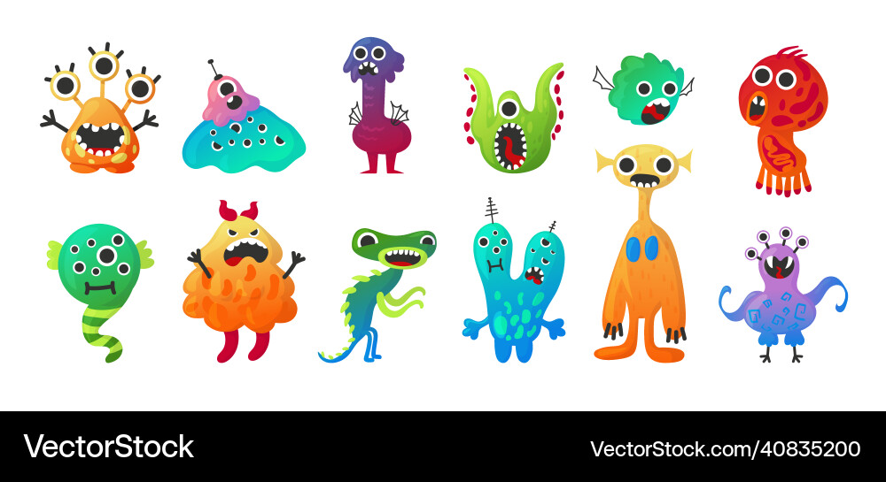 Alien monster cartoon baby space creature Vector Image