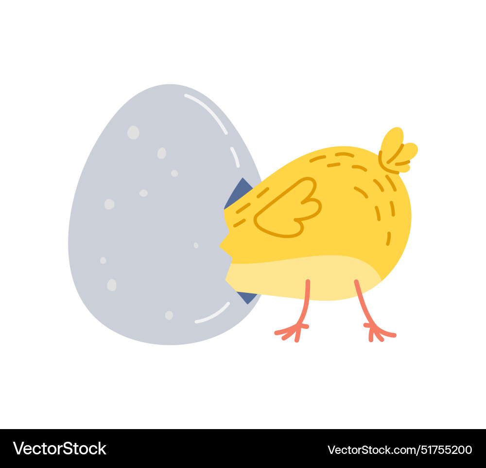 Cartoon chick character hatching from the egg Vector Image