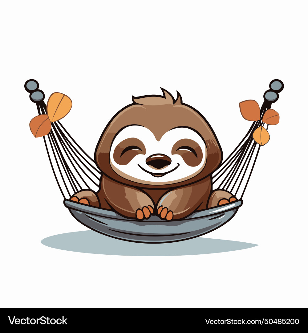 Cute sloth sleeping in hammock cartoon graphic Vector Image