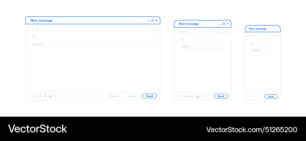 Email interface outline mail window template Vector Image