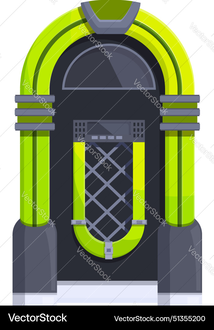 Futuristic neon green jukebox Royalty Free Vector Image