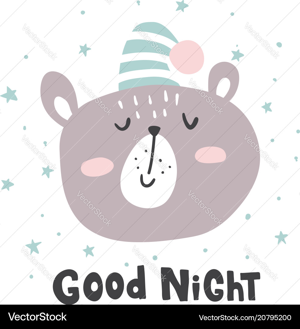 Good night bear Royalty Free Vector Image - VectorStock