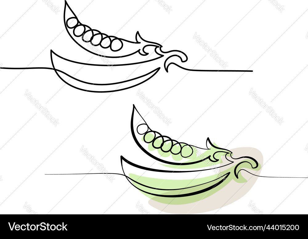 Green peas continuous one line drawing Royalty Free Vector