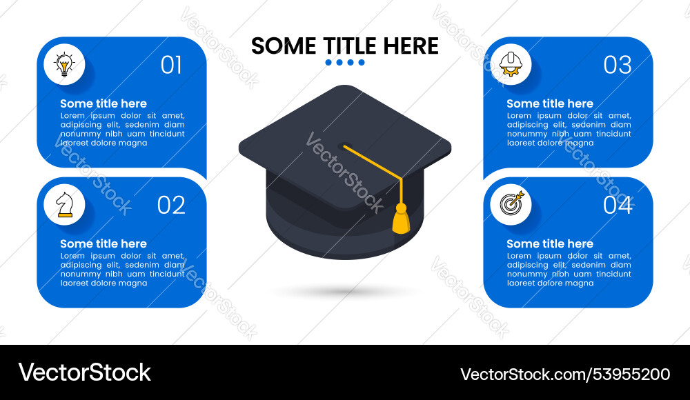 Infographic template academic cap with 4 steps Vector Image
