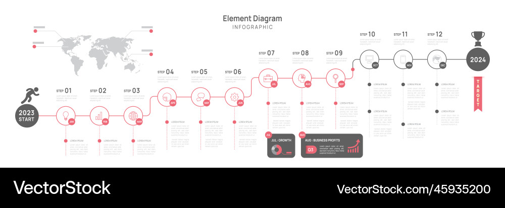 Infographic template for business 12 months Vector Image