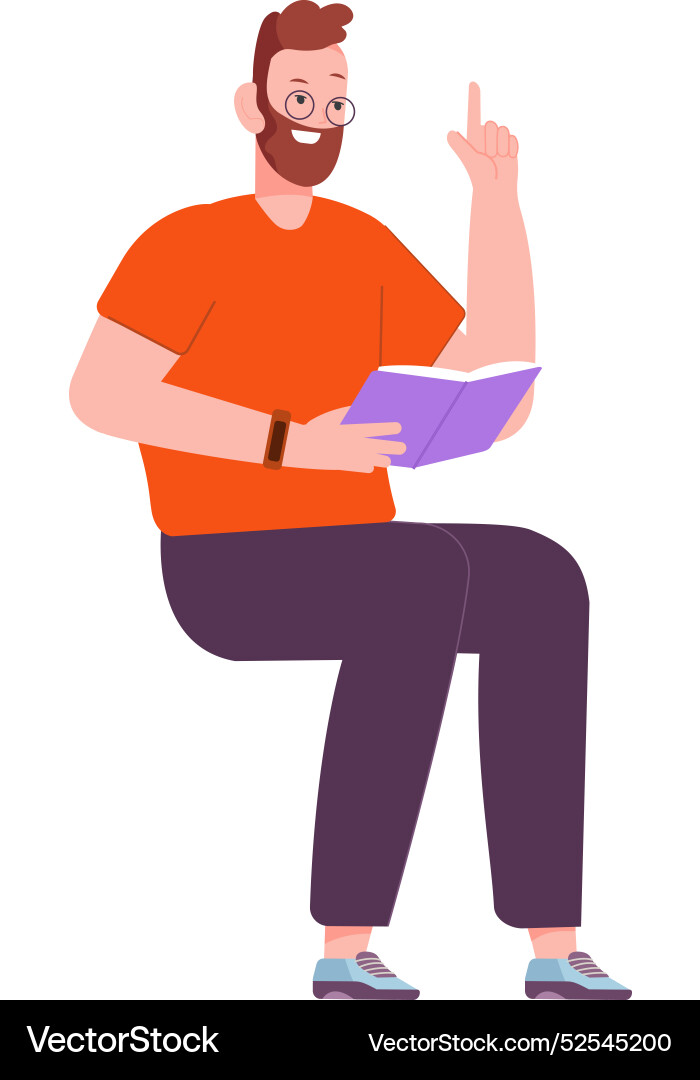 Man reading book studying person education Vector Image