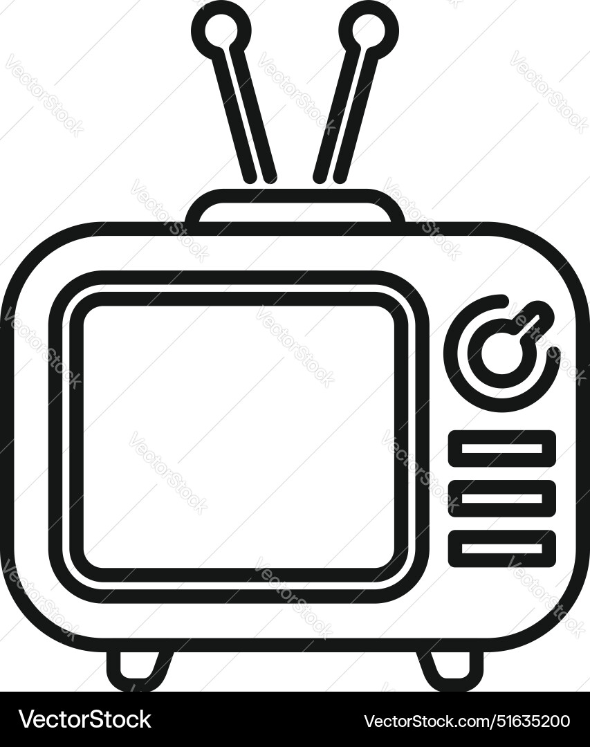 Old television set receiving transmission with Vector Image