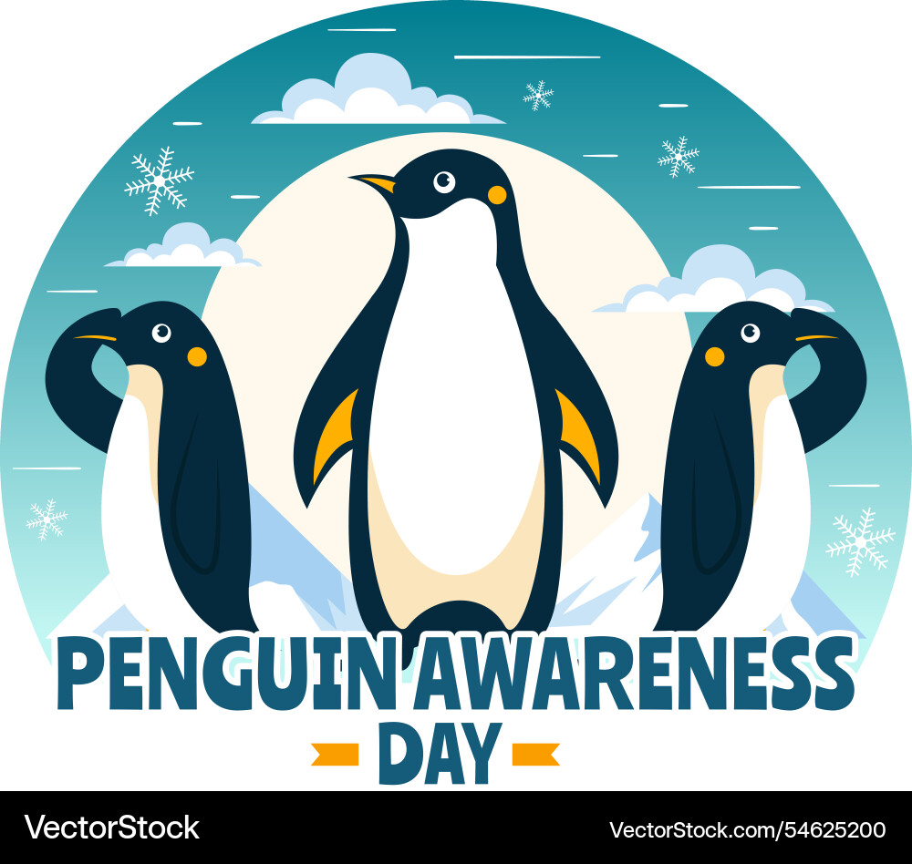 Penguin awareness day on january 20 featuring Vector Image