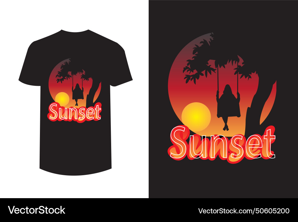 Sunset t shirt design retro vintage Royalty Free Vector