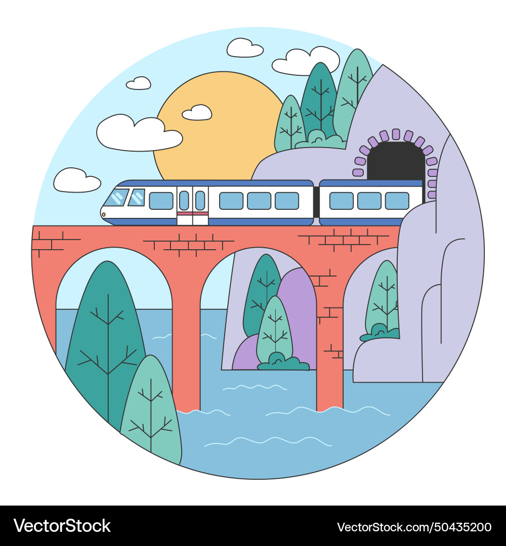 Train trip characters traveling Royalty Free Vector Image